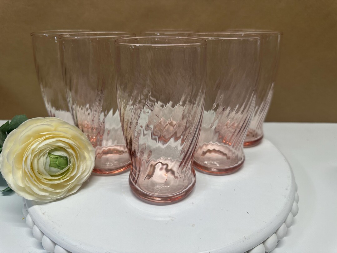 Wheaton - Symphony Pink - Optic Swirl - Flat Tumbler - Set of 6 - 5 1/4 ...