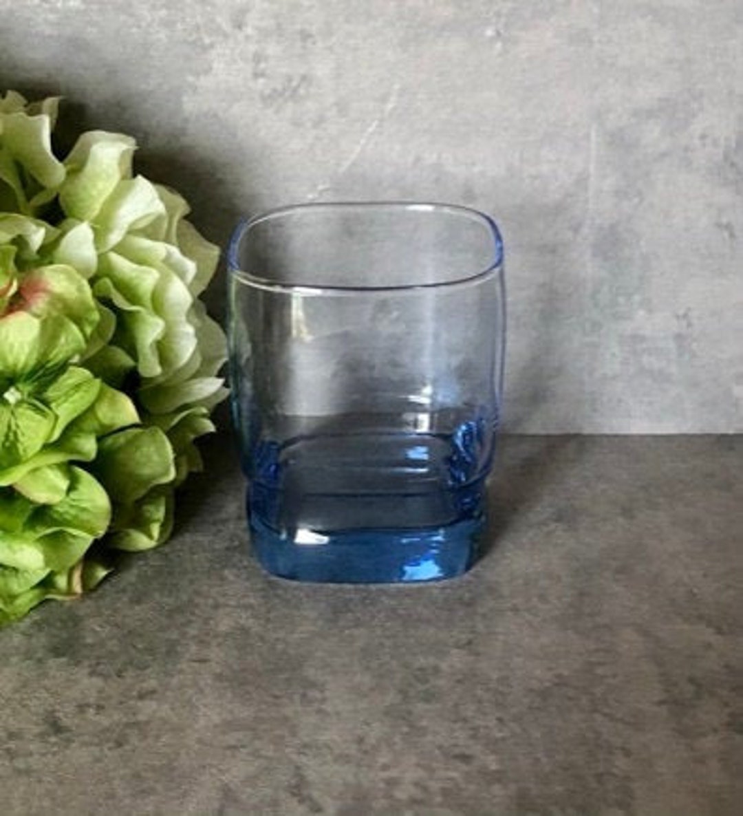 6 Available Blue Square Base Heavy Bottom Rock Glasses Sold Separately ...
