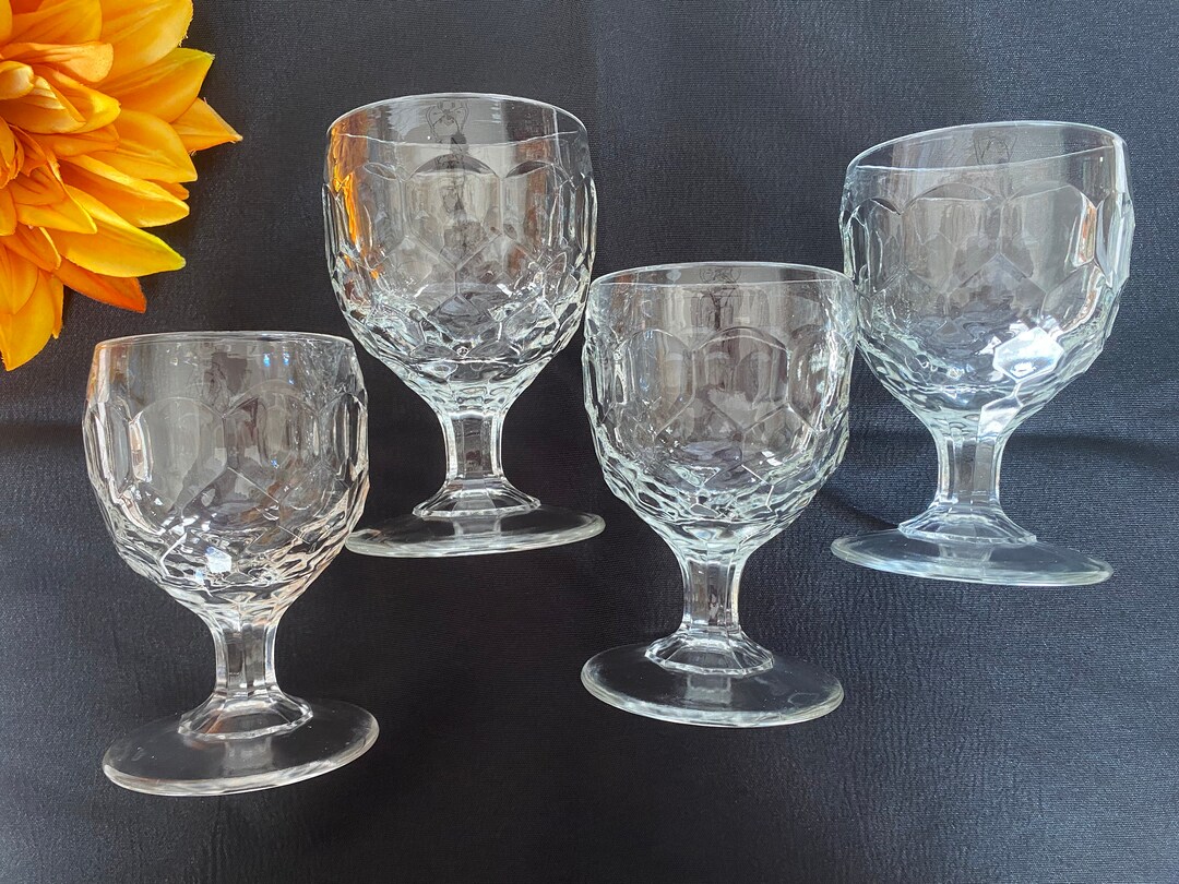 EAPG - Clear Glass - Honeycomb - Small Wine Glasses - 4 3/8" Tall - 6 ...