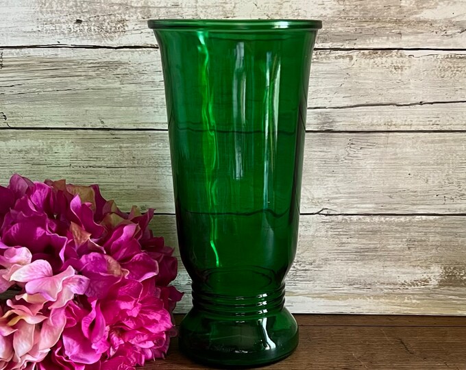 NAPCO Flower Vase - Forest Green Glass - 9.5 Inches Tall - ONE ...