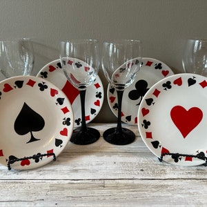 Card Party! - Luminarc - Playing Card Plates (4)/luminarc Black Stemmed ...