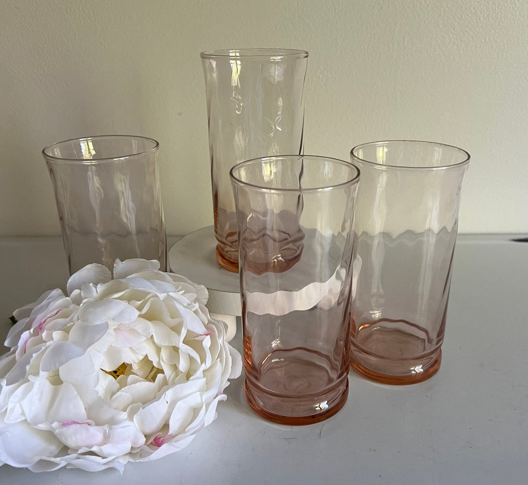 Libbey Glass - Concert Pink Misty Rose Optic Swirl - Coolers - Set 4 ...