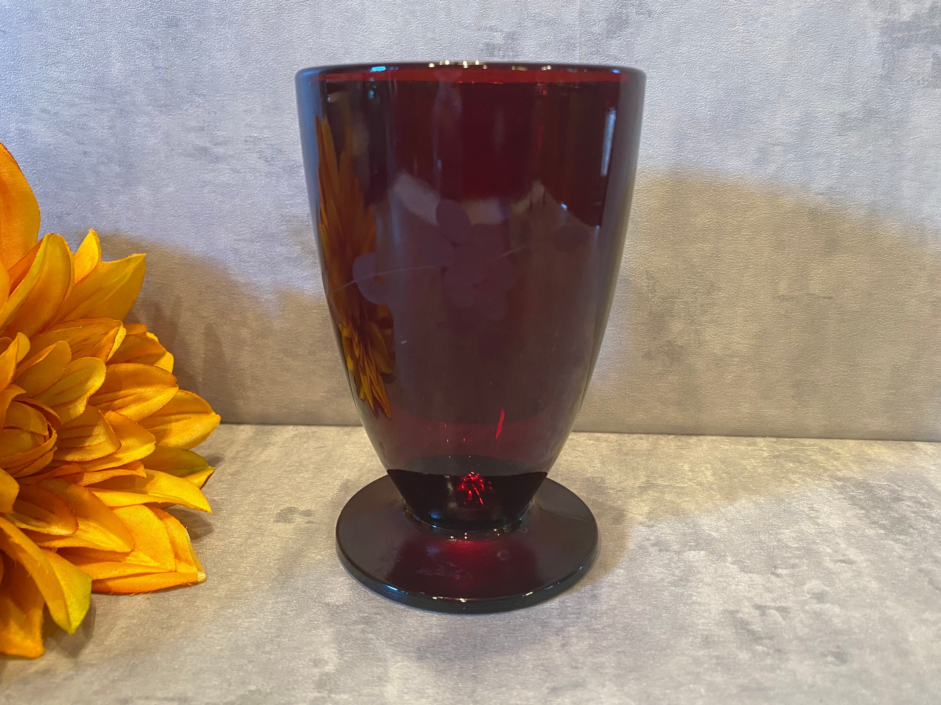 Vintage Ruby Red Pedestal Glass 4 7/8 Tall 12 | Etsy