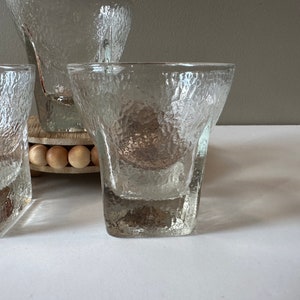 Vintage - LIBBEY ST REGIS - Ice Texture - Square Base - on the Rocks Clear Glass - Set of 3 - 3 ...