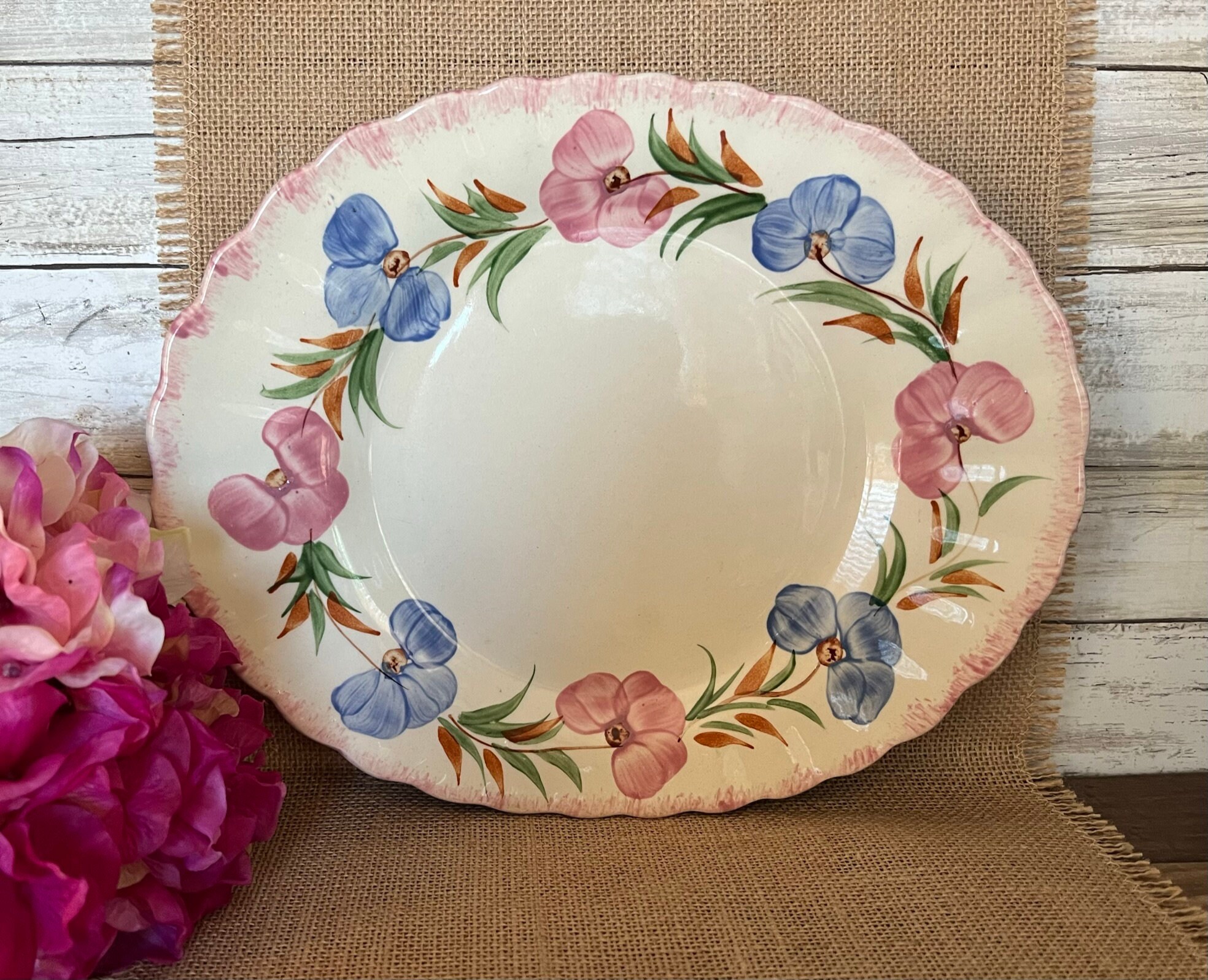 Trays & Platters 13 1/2 Oval Platter Blue Ridge Southern Pottery Pink ...