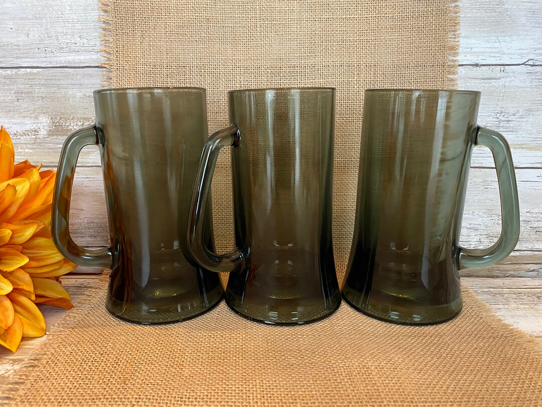 Vintage - Smokey Green - Beer Mugs - Set of 3 - 6 1/4" Tall - 14 oz ...