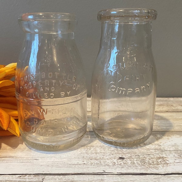 Antique Half Pint Milk Bottles - Etsy