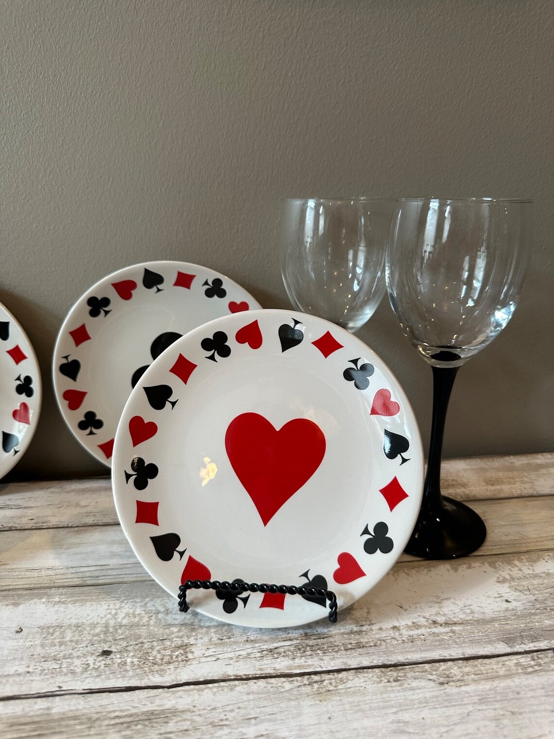 Card Party! - Luminarc - Playing Card Plates (4)/luminarc Black Stemmed ...