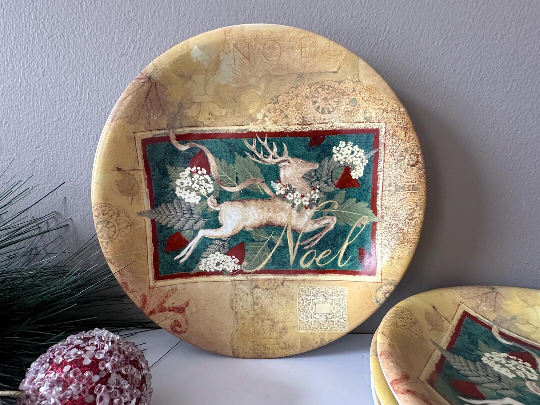 Certified International - Reindeer Plate - Elizabeth Brownd - Set of 4 ...