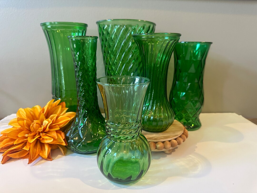 Mismatched - Premium - Emerald Green - Vases - Set of 6 - Average ...