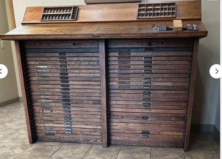 Hamilton Letterpress Type Cabinet With 48 California Job Cases ...