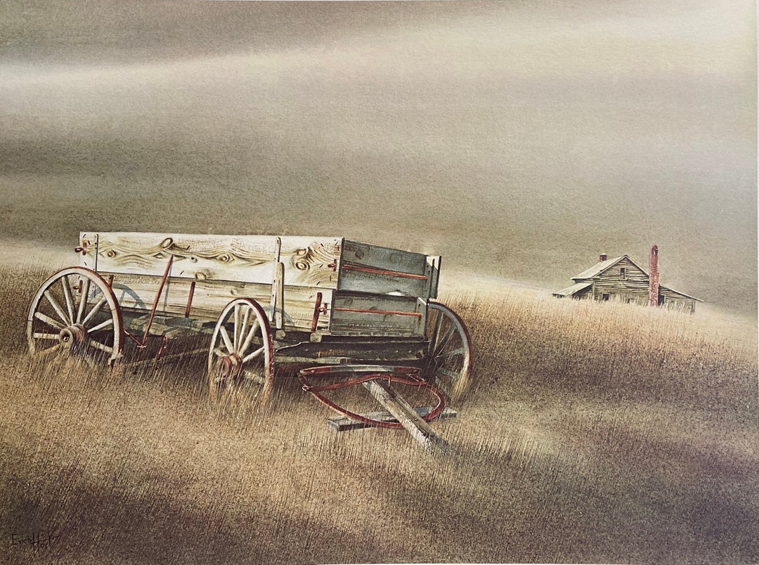 My Wagon. Rustic Farm Wagon Watercolor Print. Farmhouse Scene. - Etsy