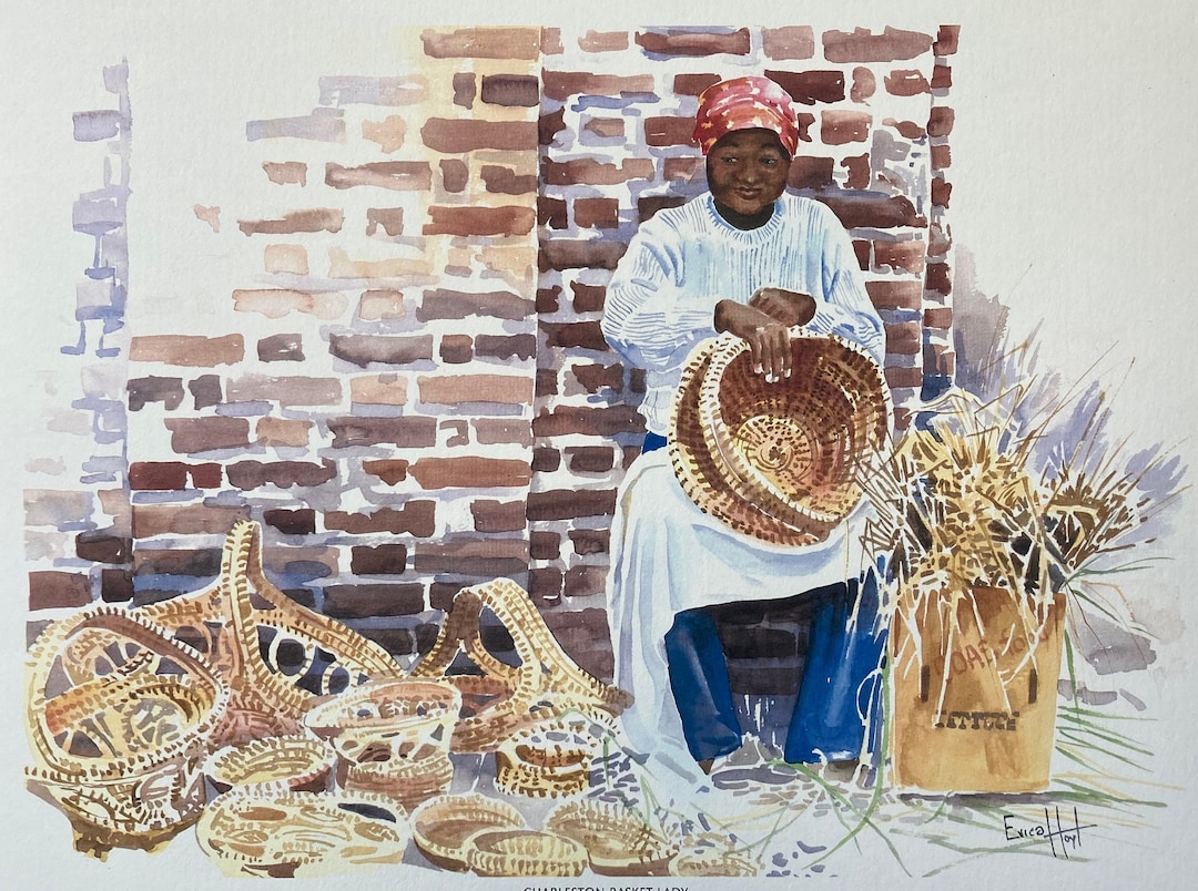 Charleston Basket Lady. Gullah Sweetgrass Basket Weaving - Etsy