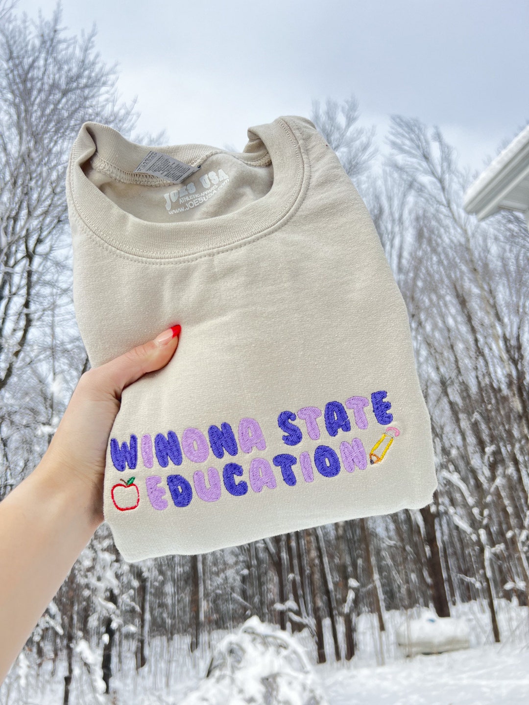 Custom College Education Embroidery Trendy Sweatshirt Crewneck Hoodie ...