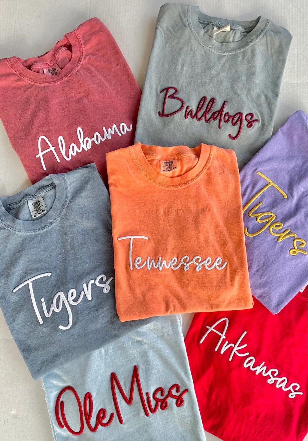 Custom Puff Text Embroidered T-shirt | Personalized Lettering Tee ...