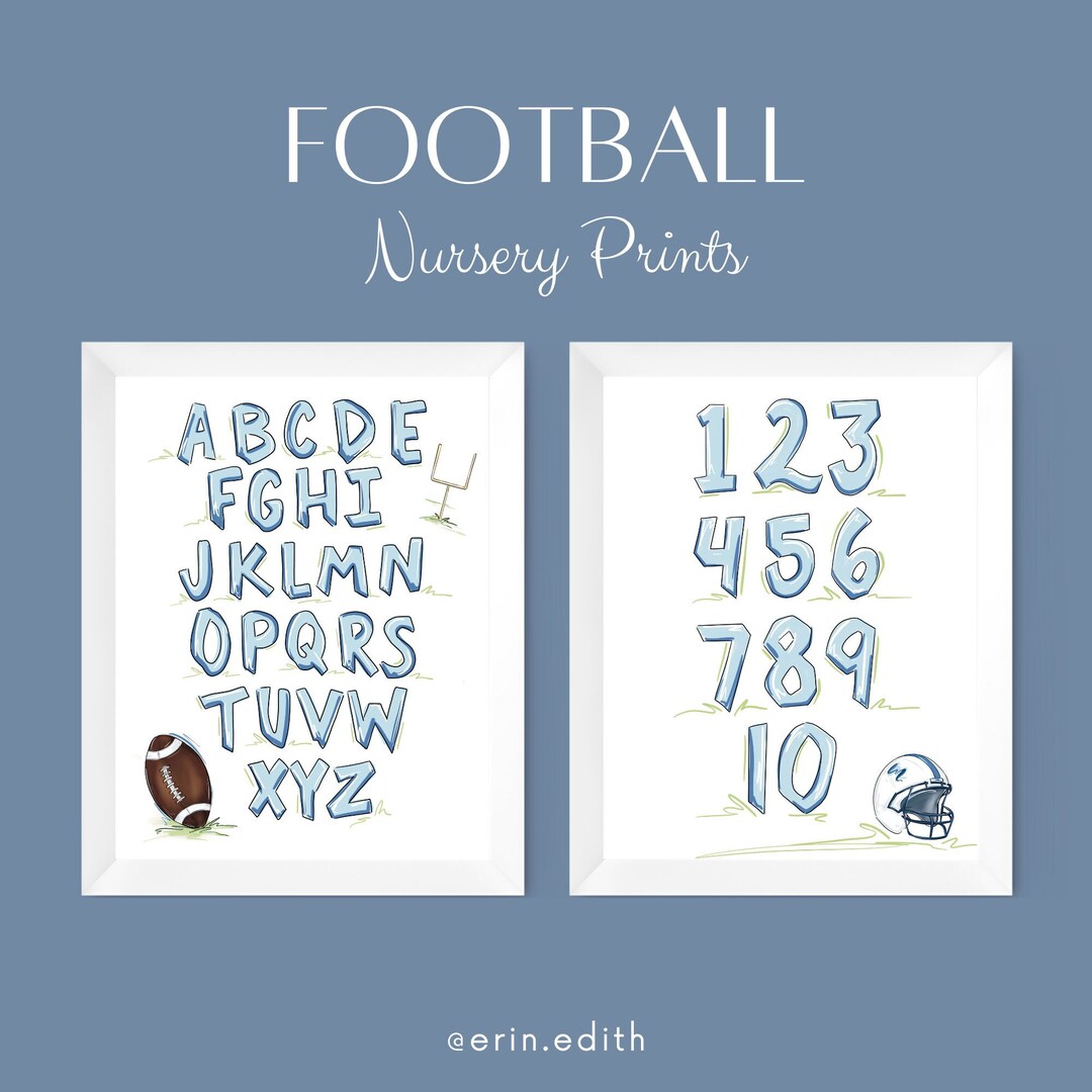 Football Nursery Print - 2 Print Set / Alphabet and Numbers / Nursery ...