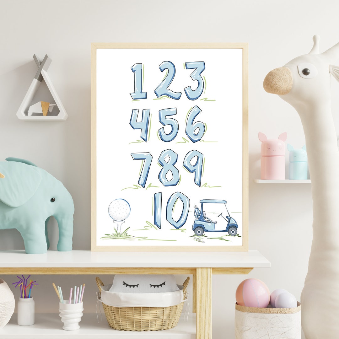 Golf / Numbers / Nursery Print / Blue, Pink, Green - Etsy