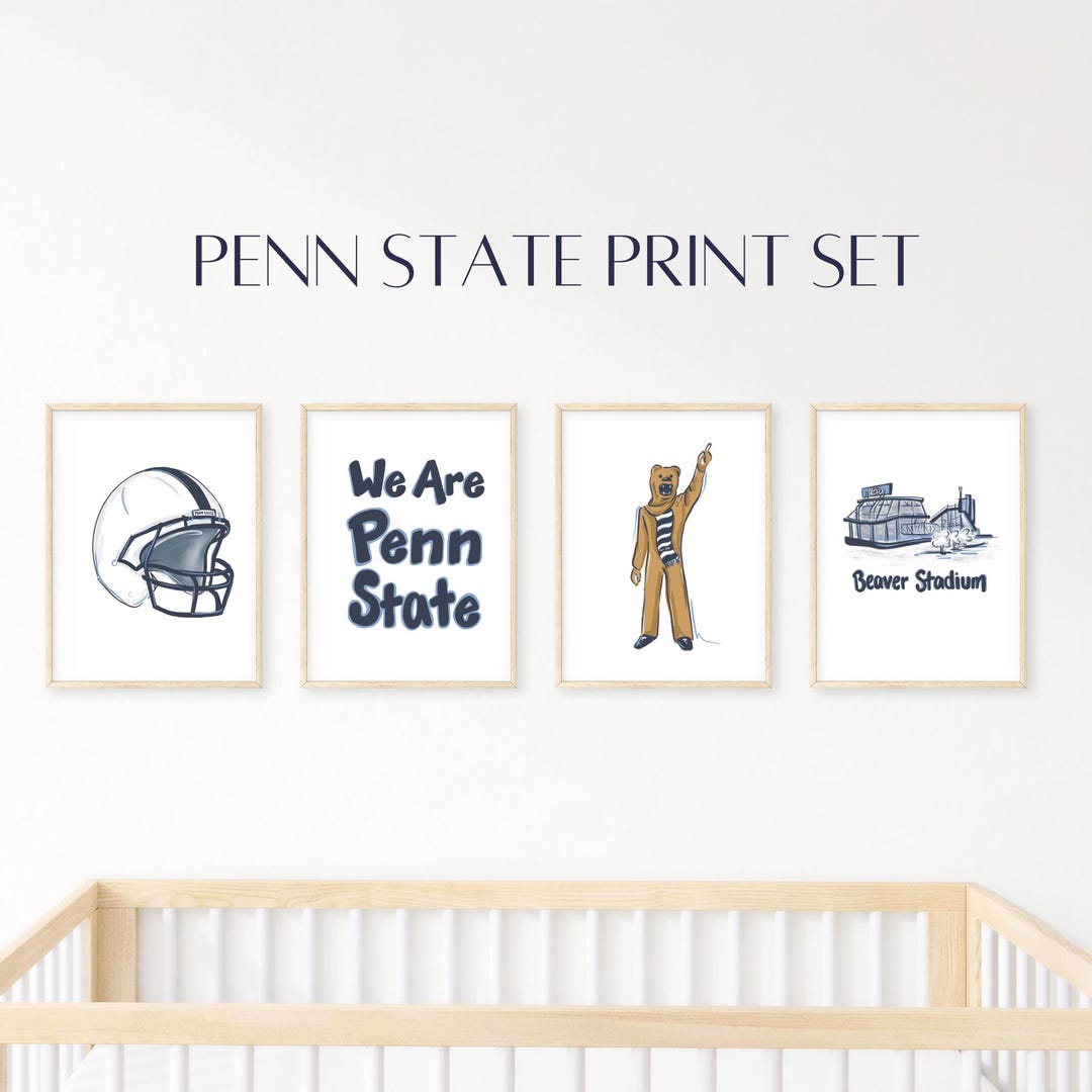 Penn State Prints - 4 Print Set / Unframed / Dorm Art / PSU Nursery ...