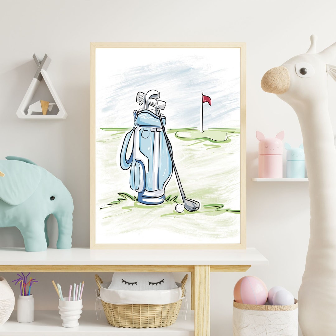 Golf Nursery Print - Golf Bag - Blue, Pink, Green - Etsy