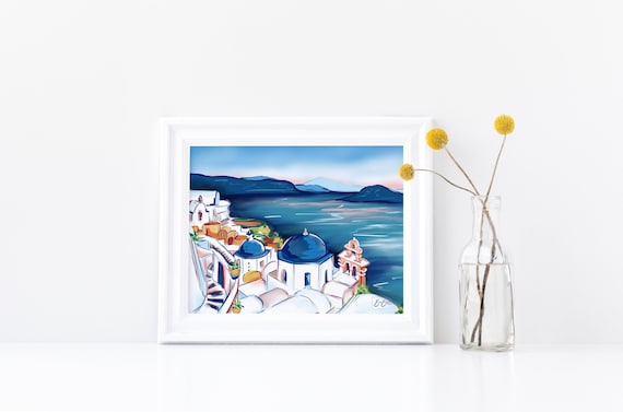 Santorini Greece Print / Greece Print / Mediterranean Print - Etsy