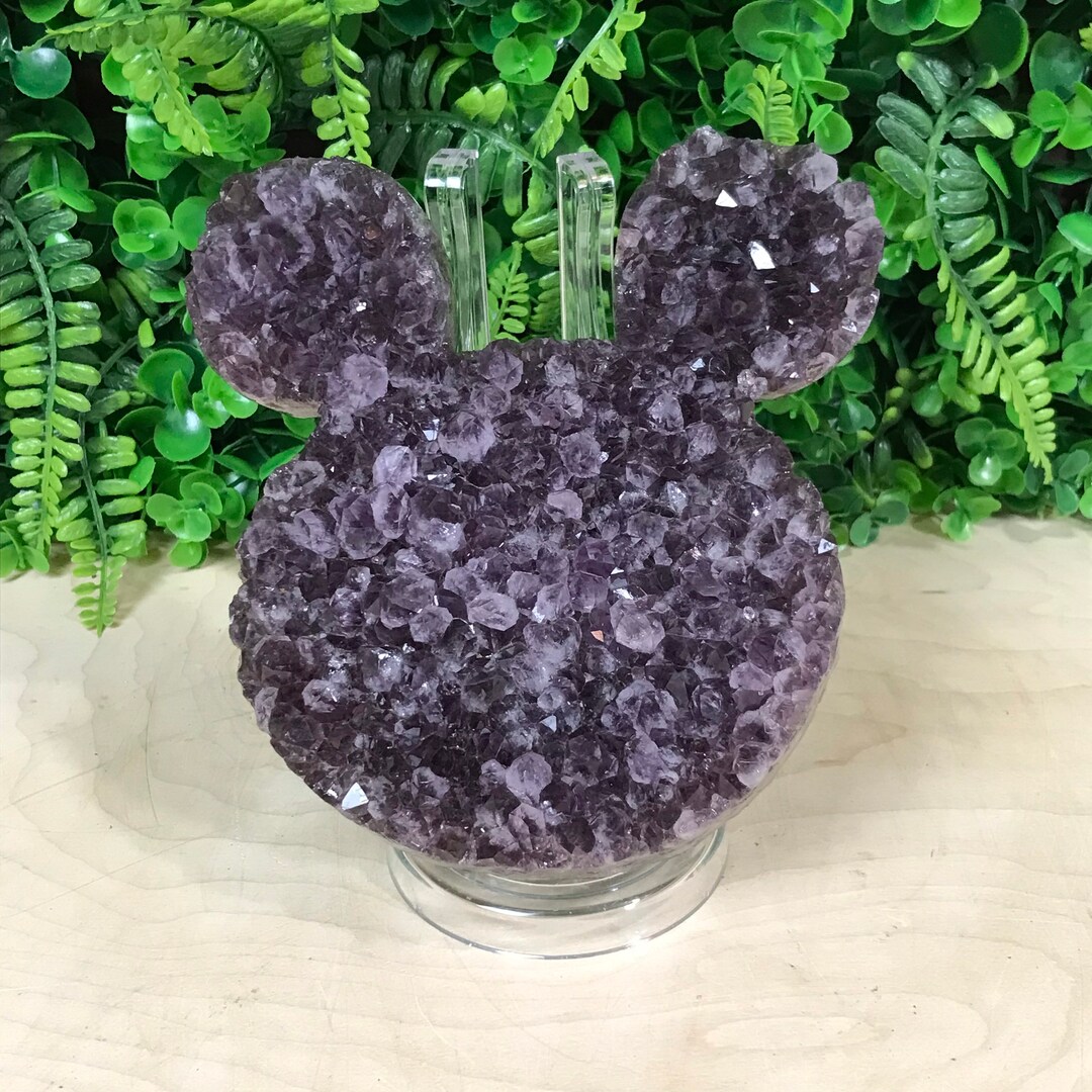 Mickey Mouse Amethyst Cluster on Stand: Natural Purple Crystal Geode - Etsy