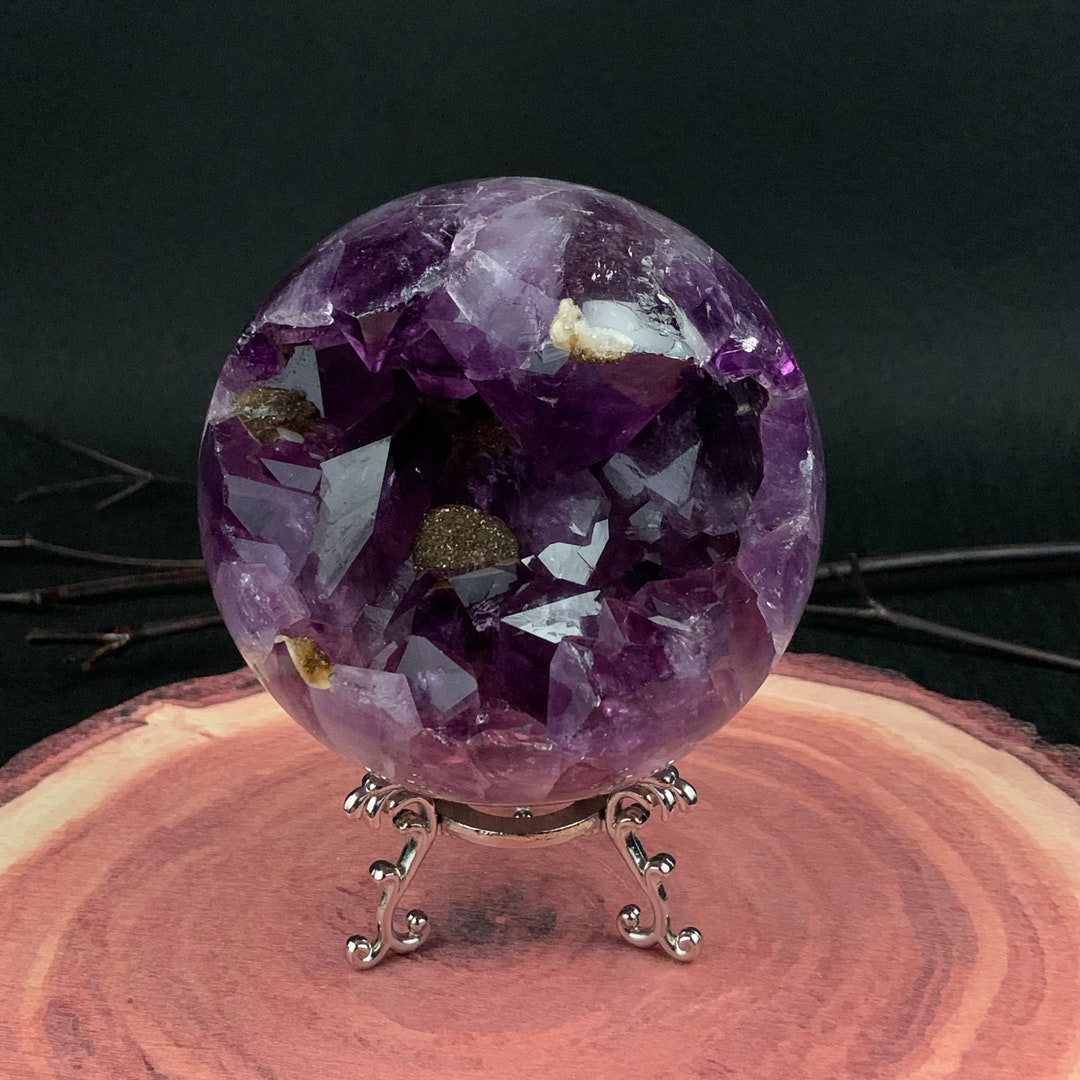 S708 Natural Amethyst Sphere 4.6“ Laughing Agate | Smiling Open Agate ...