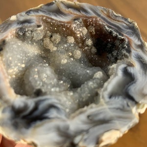 S875 Galaxy Agate Box Jewelry Box Chalcedony Geode One Agate Cut in 2 ...
