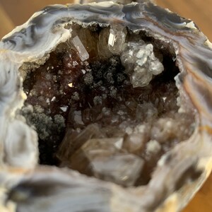 S875 Galaxy Agate Box Jewelry Box Chalcedony Geode One Agate Cut in 2 ...