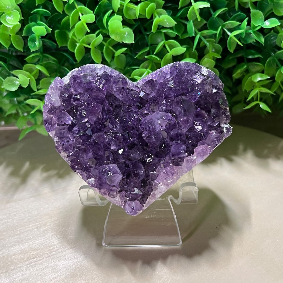 A549 AAA Natural Amethyst Heart Shaped/amethyst Cluster Geode Stone ...