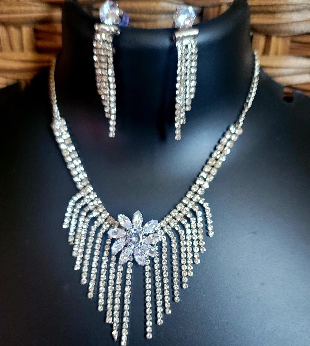 Cz Diamond Necklace/indian Wedding Jewelry Set/pakistani Jewelry Set ...