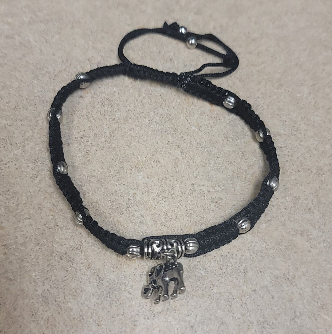 Black Thread Anklet / Black Bead Anklet/silver Payal/ Protection Anklet ...