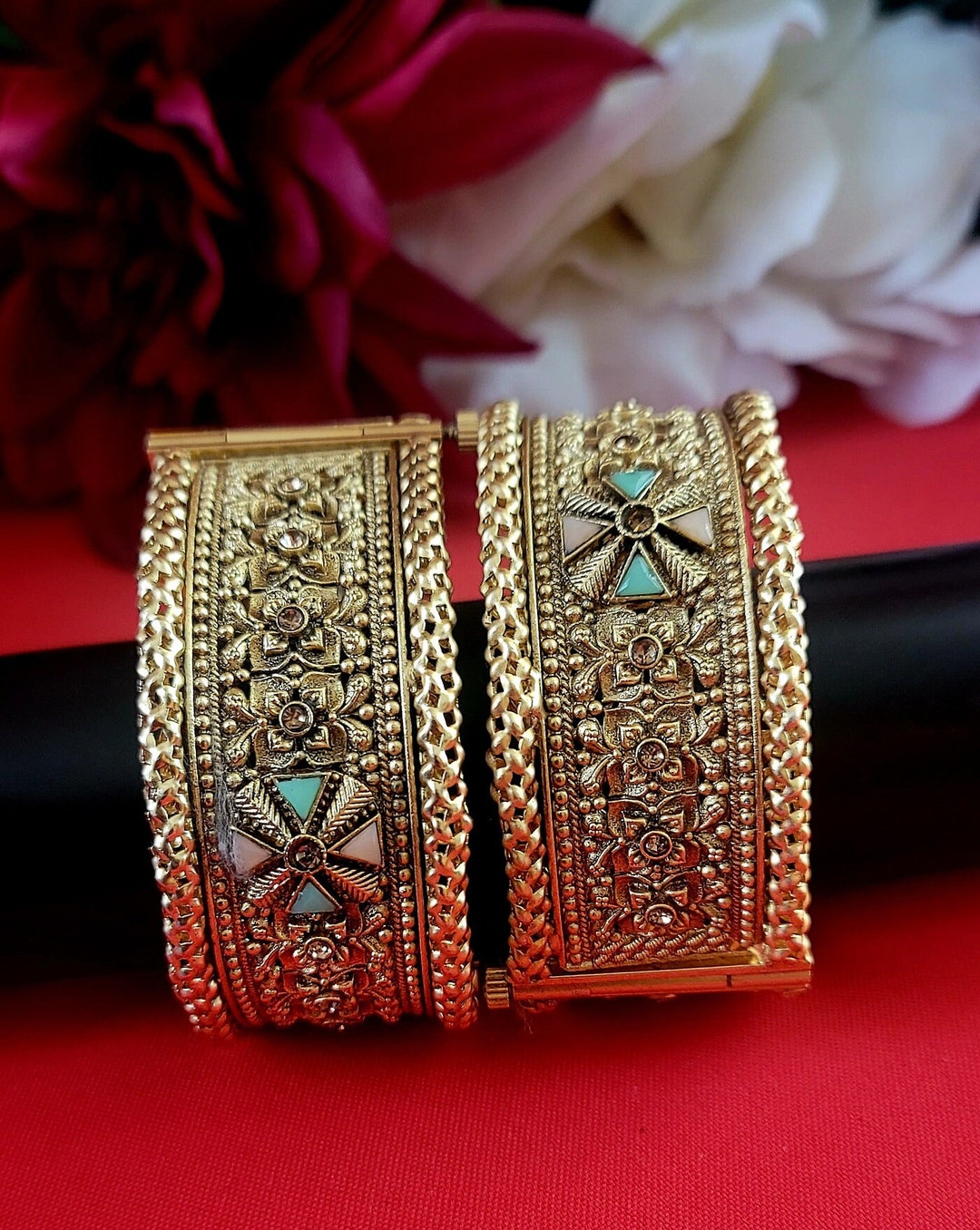 Openable Antique Bangle/multi Color Bangle Stone Navratan Kada/indian ...