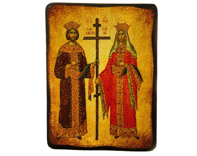 Saint Constantine Icon & Saint Helen Icon, Handmade Greek Christian ...