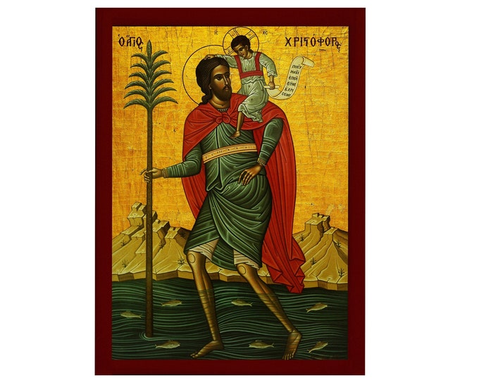 Saint Christopher Icon, Handmade Greek Orthodox Icon of Martyr ...