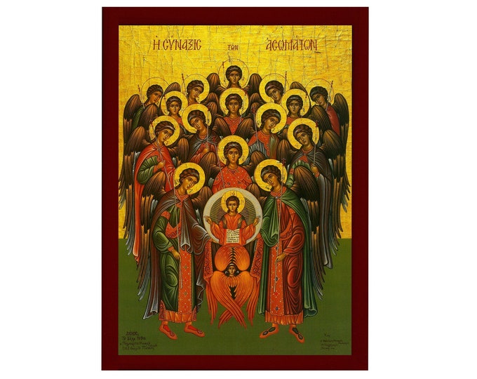 Synaxis of the Archangels Icon, Handmade Greek Orthodox Icon of the ...