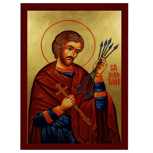 Saint Sebastian Icon Handmade Greek Orthodox Catholic Icon of - Etsy