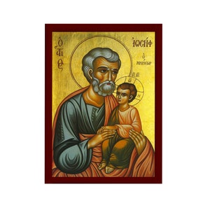 Saint Joseph icon Handmade Greek Orthodox icon of St Joseph | Etsy