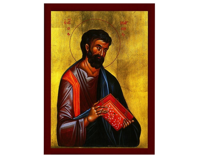 Saint Mark the Apostle Icon, Handmade Greek Orthodox Icon of Apostle Evangelist Mark, Byzantine ...