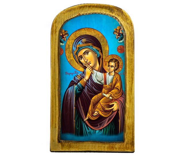 Virgin Mary Icon Panagia Paramythia, Handmade Greek Orthodox Icon of ...