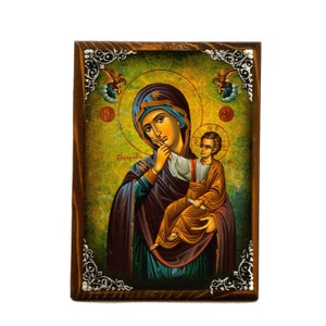 Virgin Mary Icon Panagia Paramythia, Handmade Greek Christian Orthodox ...