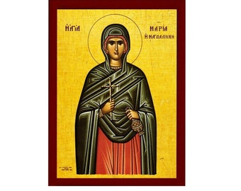 Saint Mary Magdalene Handmade Icon Golden Leaves Plated - Etsy