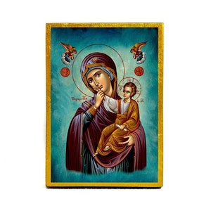 Virgin Mary Icon Panagia Paramythia, Handmade Greek Orthodox Icon ...