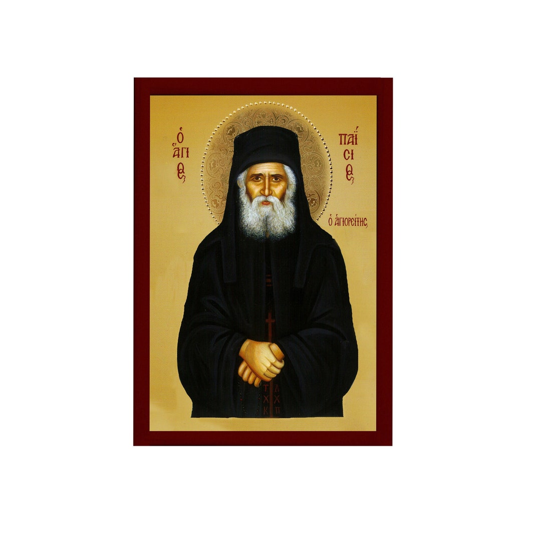Saint Paisios of Mount Athos Icon, Handmade Greek Orthodox Icon St ...