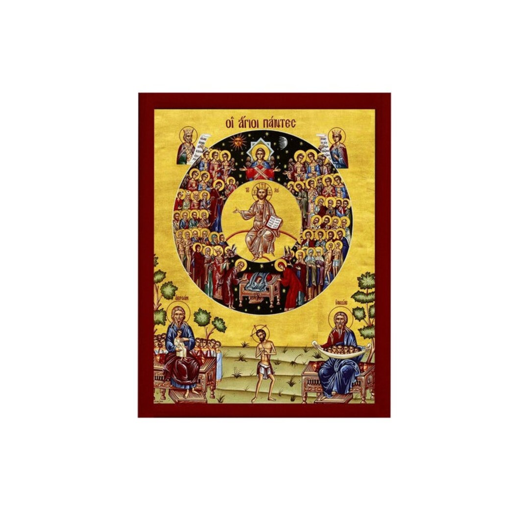 Synaxis of All Saints Icon, Handmade Greek Orthodox Icon of All Saints ...