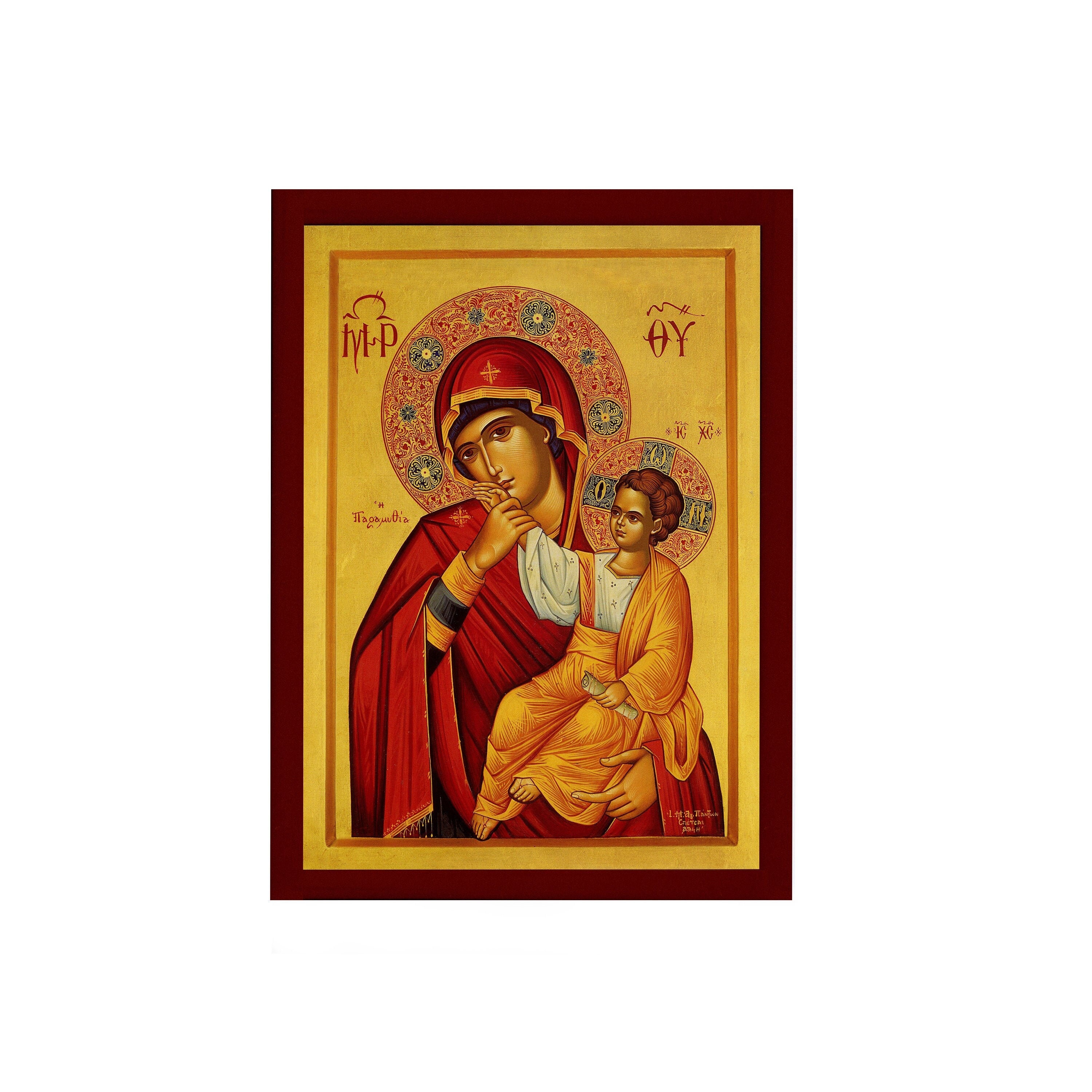 Virgin Mary Icon Panagia Paramythia Handmade Greek Orthodox - Etsy