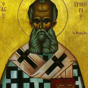 Saint Gregory Icon the Theologian, Handmade Greek Orthodox Icon of St ...