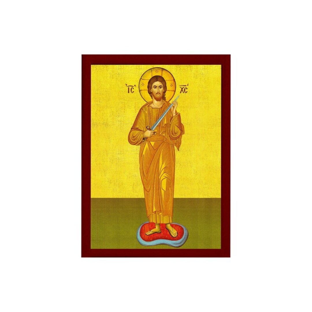 Jesus Christ Icon the Swordbearer, Handmade Greek Orthodox Icon of Our ...