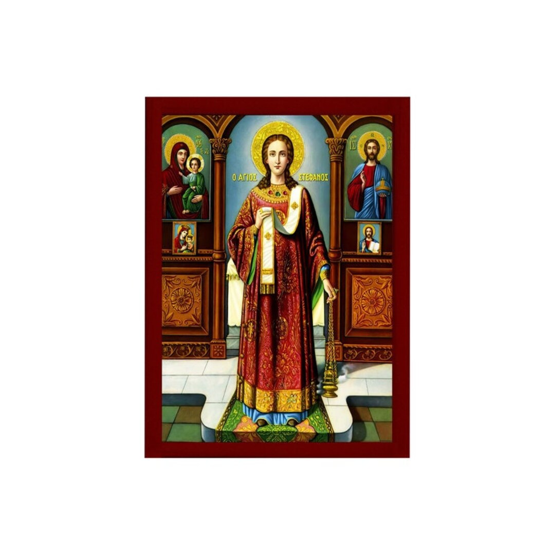 Saint Stephen Icon, Handmade Greek Orthodox Icon St Stephanos the ...