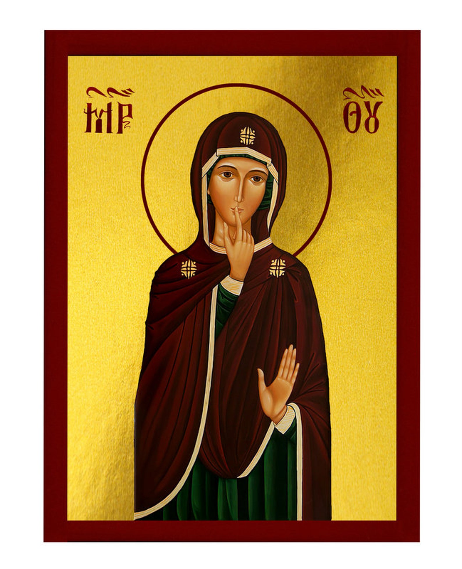 Virgin Mary Icon Panagia of Silence Handmade Greek Orthodox - Etsy