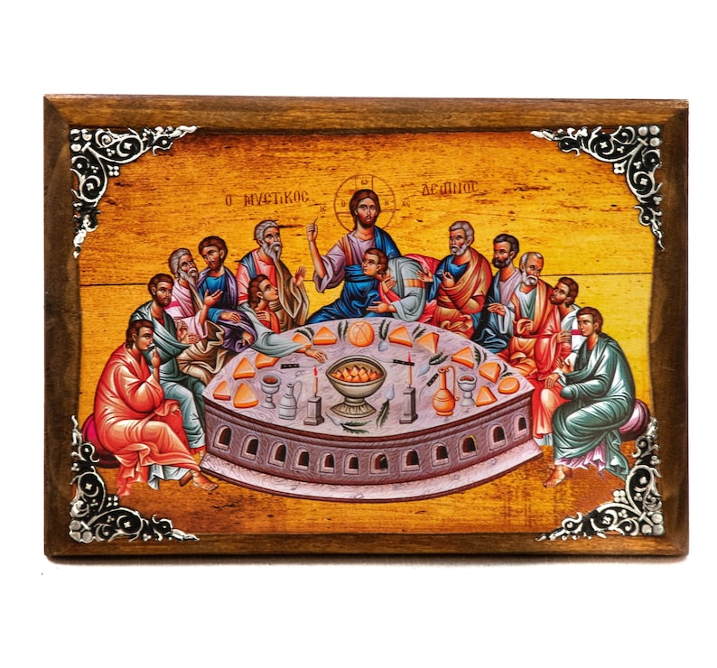 The Last Supper Icon Holy Communion Handmade Greek Orthodox | Etsy